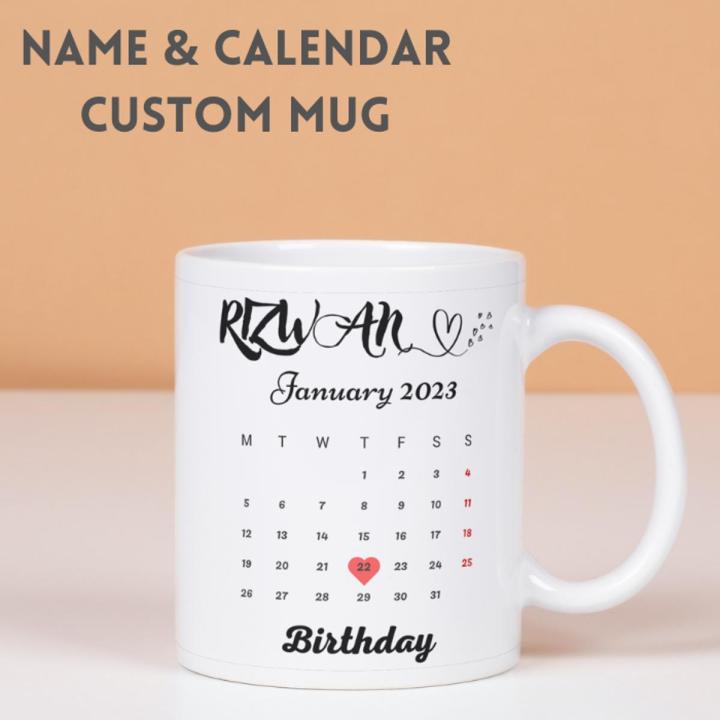 Custom Mug with Name and Date Of Birth, Calendar Mug with Name, Custom ...