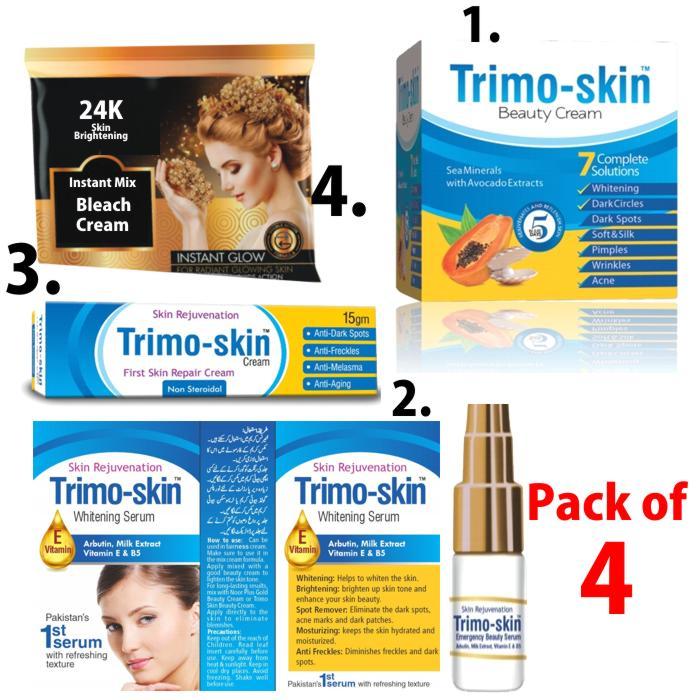 Pack of 4 Trimo skin Cream Bleach - Skin Whitening Serum - Scar Removal ...