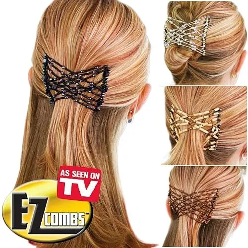 {Best Selling} EZ Beads Hair Combs Magic Elastic Hair Double Clips for ...