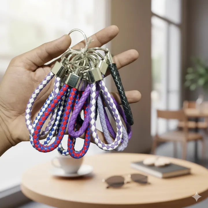 Fashion Braided Band Keychain for Car Keys & Bags - Durable Woven PU ...