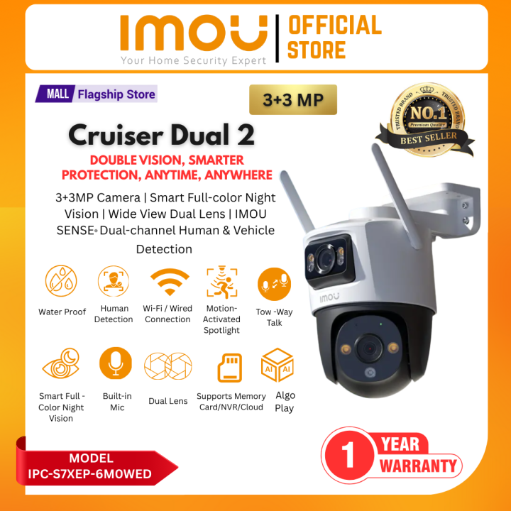 Imou Cruiser Dual 2 (IPC-S7XEP-6M0WED) – 6MP Dual-Lens Wi-Fi PTZ Camera ...