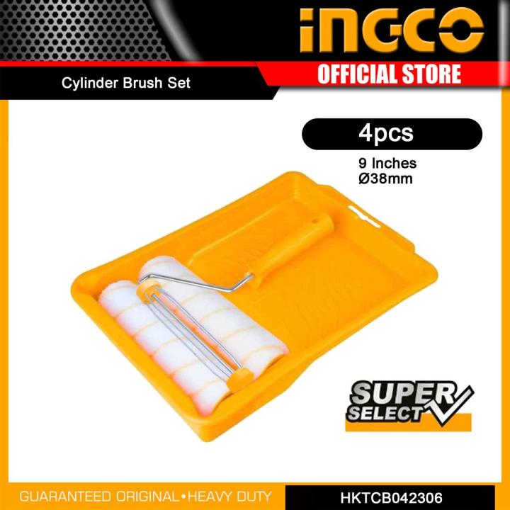 Ingco HKTCB042306 4 in 1 Cylinder Paint Roller with Tray Set 9" (Micro ...