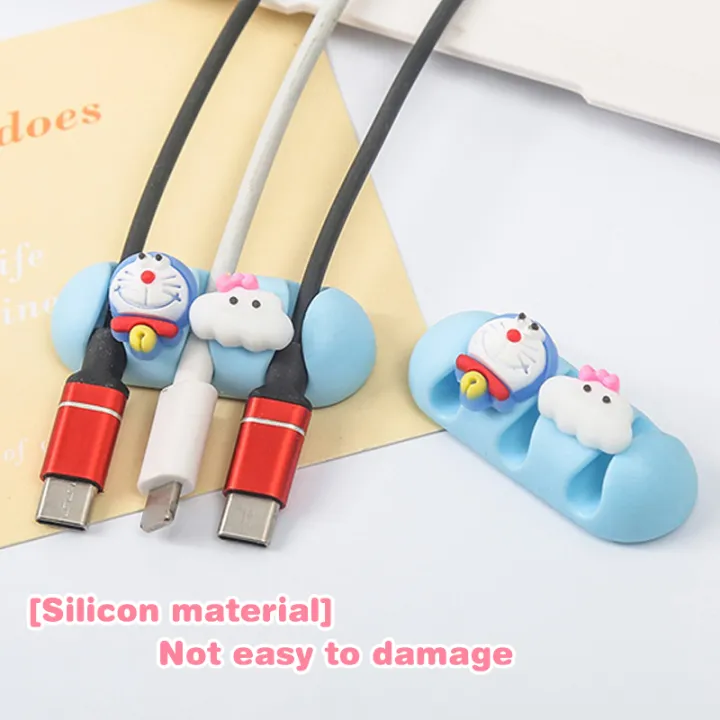 5/6 Pcs Cute Doraemon Cable Organizer USB Charging Cable Winder Desktop ...