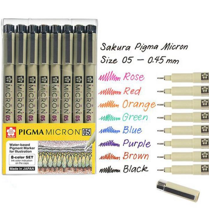 Sakura Pigma Micron Colored Drawing Pointers Set of 8 (Nib Size= 05 ...
