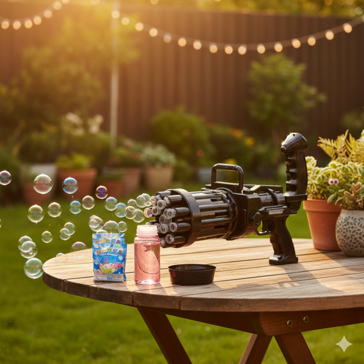 Bubble Gun Machine with 8 Holes – Kids Automatic Bubble Blower Toy ...