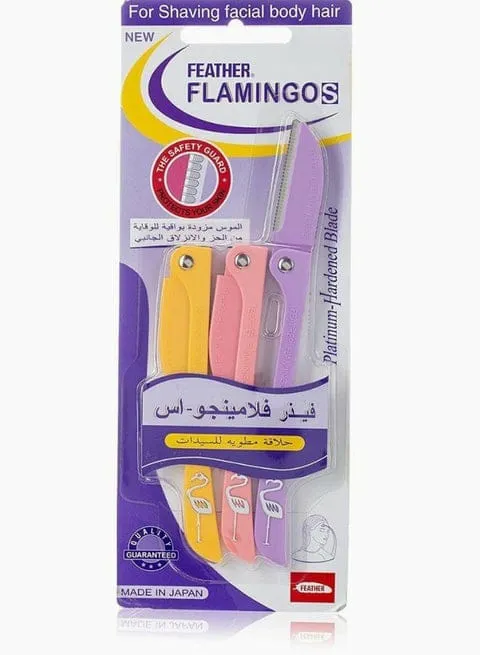 Original Pack of 3 – Feather Flamingo Facial Razors for Women | Eyebrow ...