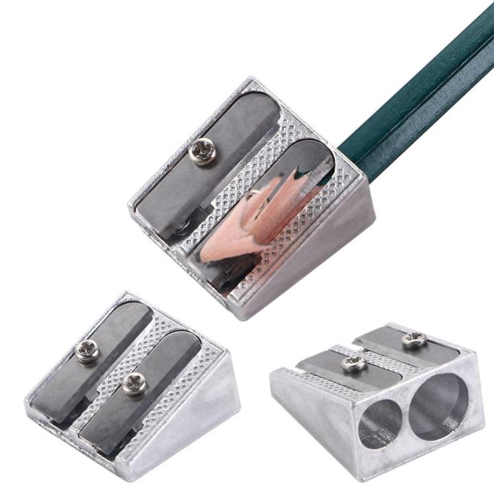/5pcs Simple Bevelled Metal Two Hole Pencil Sharpener Office Sharpener ...