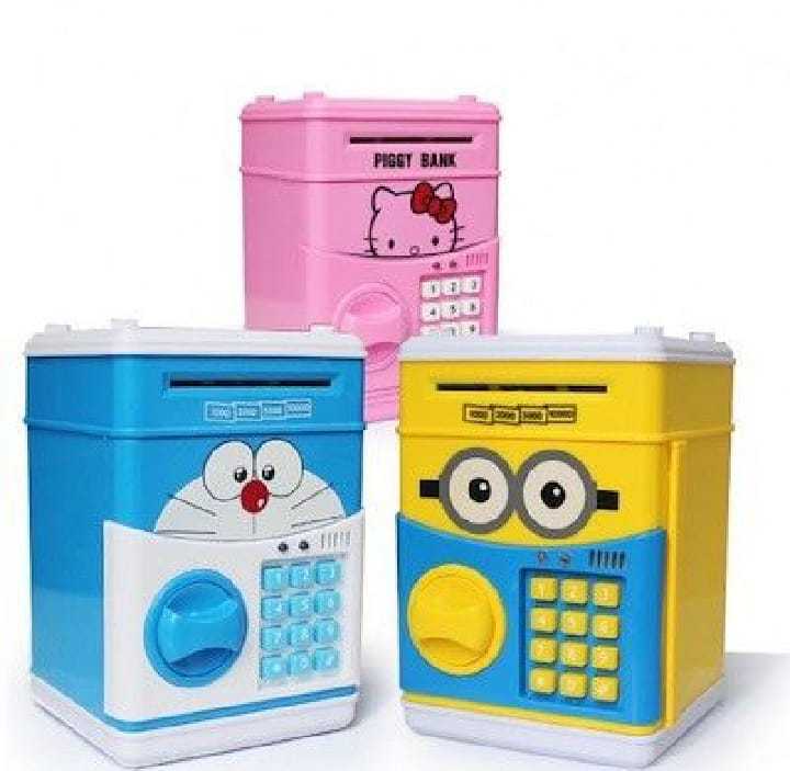 Electronic Piggy Bank, Mini ATM Password Money Bank Cash Coins Saving Box for Kids, Cartoon Safe ...