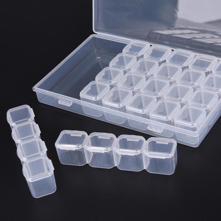 Hot Sale Clear Plastic 28 Slots Adjustable Jewelry Storage Box Case ...