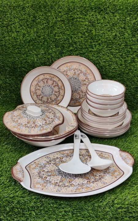 50- Pcs\ 6 person Serving Complete Brown Texture Melamine Durable ...