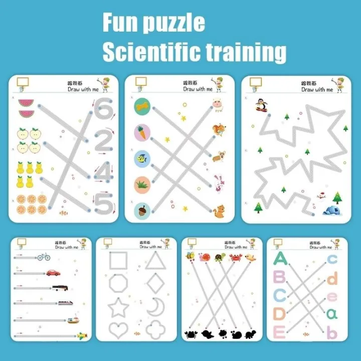 Kids Educational Learning Tracing Book Stroke Line Dot To Dot Magical ...