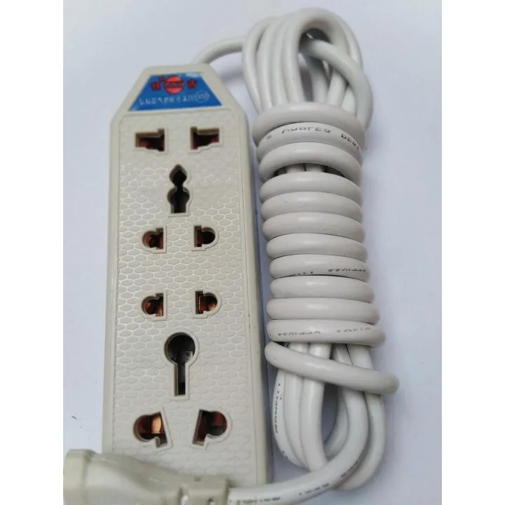 4 Meter Cable Extension Board - White, Heavy Duty, 3-Pin Socket, Surge ...