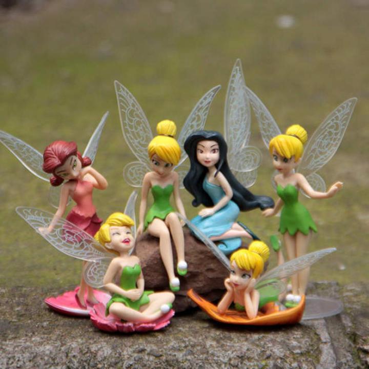 6Pcs/Set Anime Tinkerbell Fairy Figure Toy Tinker Bell PVC Action ...