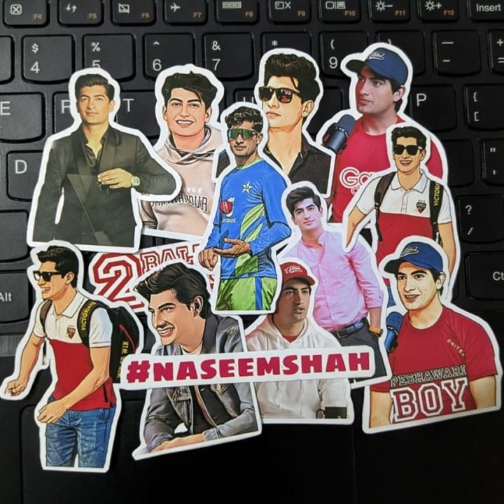 25pcs NASEEM SHAH sticker pack for all sports cricket fans bat ball ...