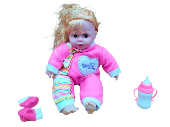 Beautiful Crying Baby Doll Stuff Toy With Feeder For Kids | Daraz.pk