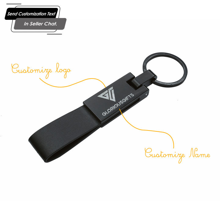 Personalized Leather & Metal Keyring Keychain, Custom Engraved GX006 ...