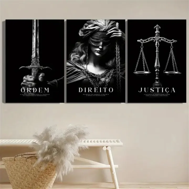 3pcs Wooden sticky tile wall frame - Decorative Art with Justice, Order ...