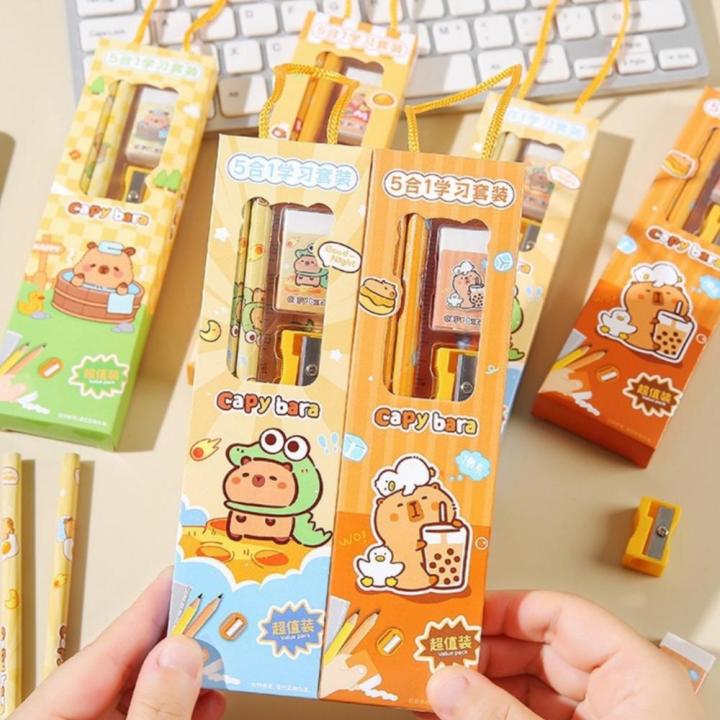 Reliable Capybara Eraser Compact Ruler And Sharpener Set Portable Child ...