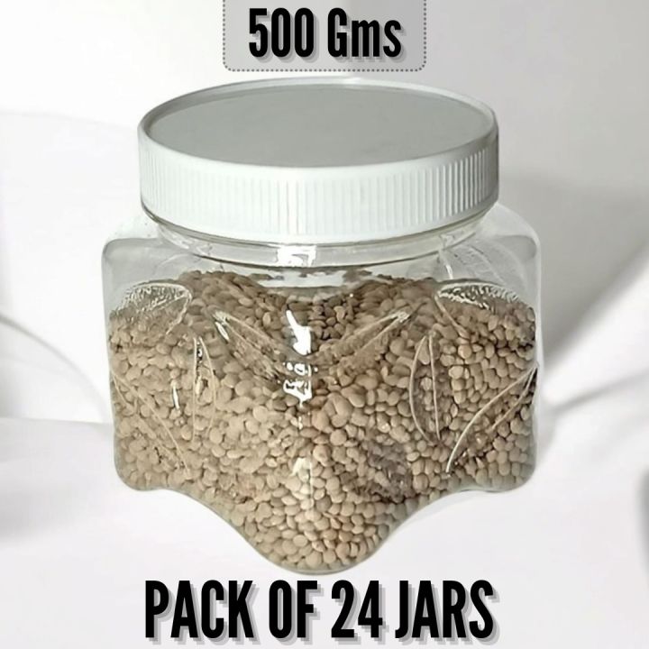 24 JARS Wide Mouth Storage Jar 500 Grams - Leaf Design Pet Plastic ...