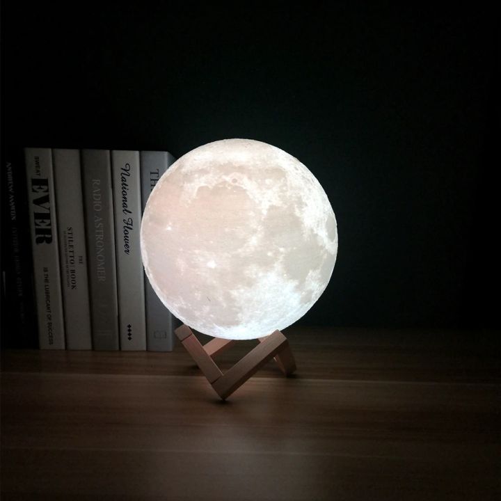 Moon Lamp 3D Print Moonlight LED Rechargeable Table Desk Lamp 12CM With ...