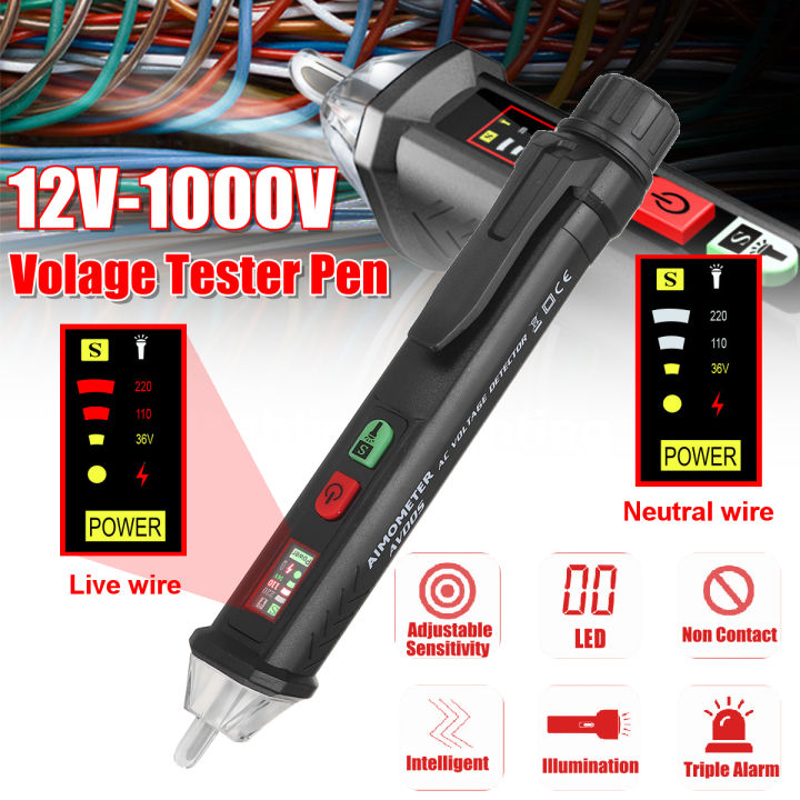AC/DC Non-Contact LCD Tools DIY Electric Safety Detection Test Pen ...