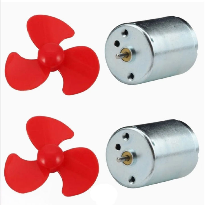 2Pairs 3V RS_140 DC Motors Plus 6cm Plastic Fan Propellers Set of DIY ...