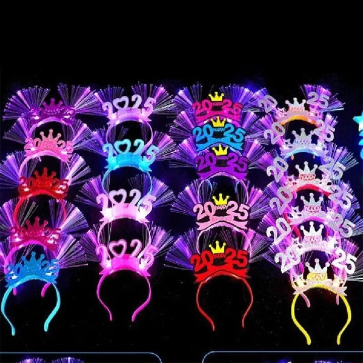 Colorful Cheer Props Glow Hair Bands LED 2025 Happy New Year Glow ...