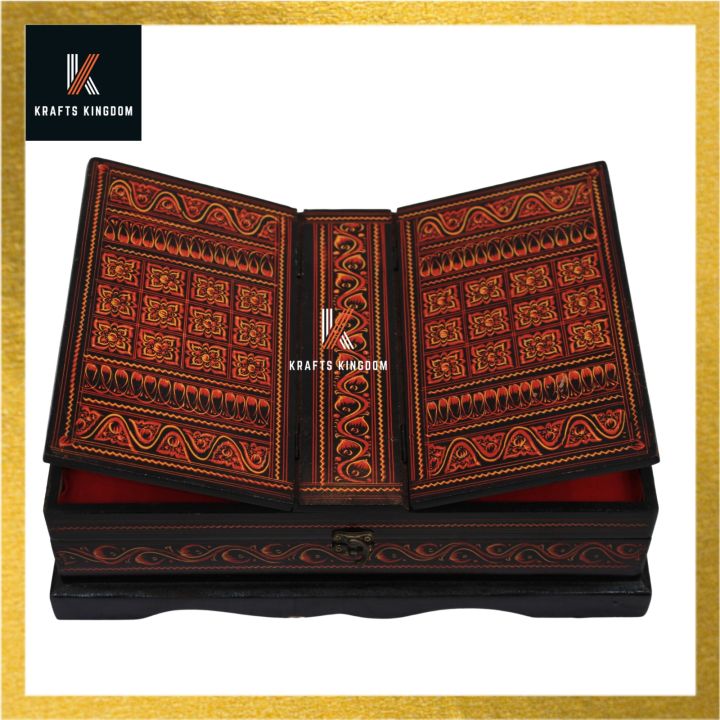 Wooden Quran Box & Quran Rail With Nakshi Art-Wooden Quran Box with ...