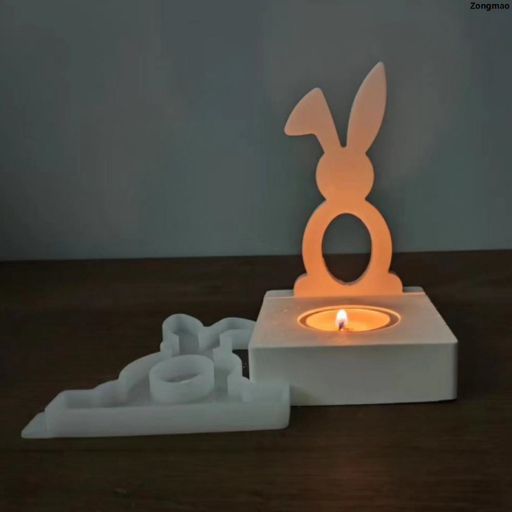 【2025 Version】Easter Hollow Rabbit Candle Holder Silicone Mold Rabbit ...