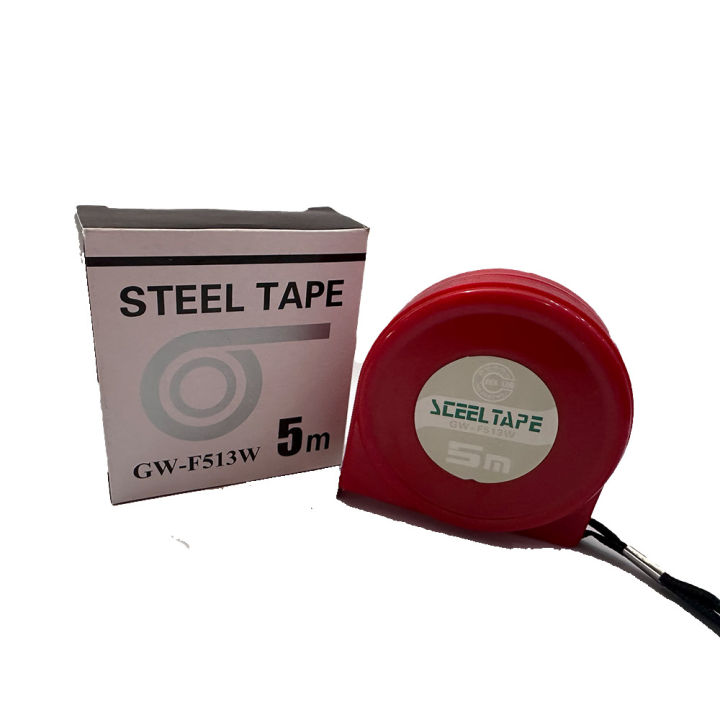 Red Retractable Measuring Steel Tape with wrist strap, 5 meters/16 feet ...