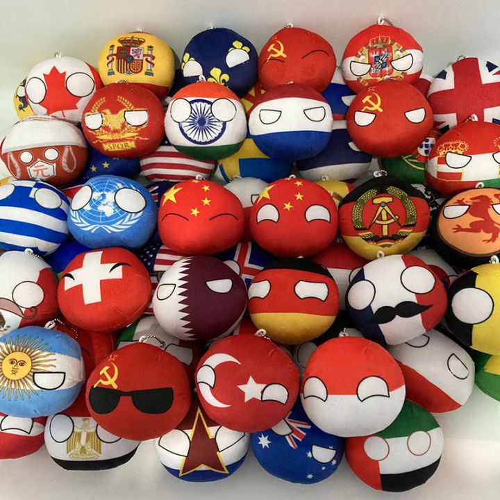 Creative Country Ball Plush Toys Keychain Soft Stuffed Doll Keyring Bag ...