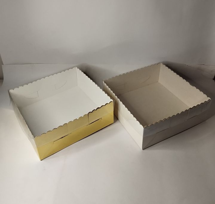 Transparent box, gift box, clear top, 10x10x3 white, golden | Daraz.pk