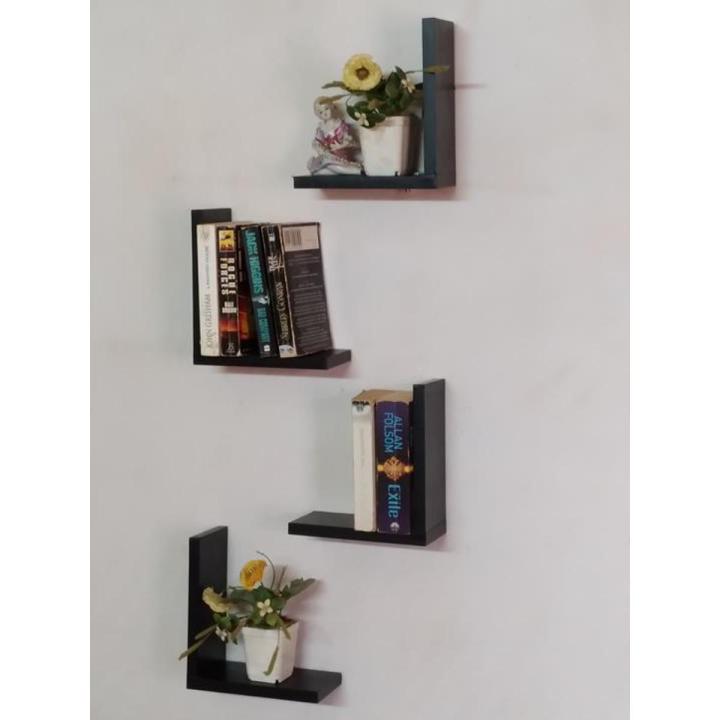 L SHAPE WALL MOUNTED SHELF BLACK | Daraz.pk