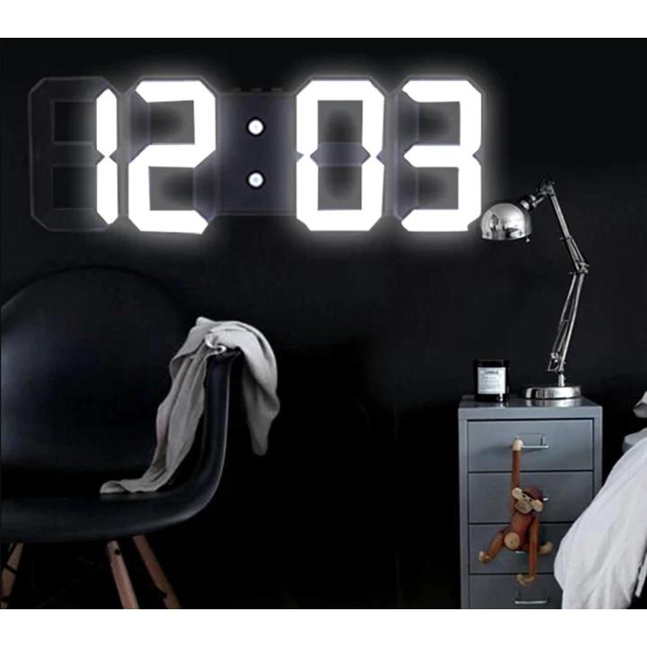 3D LED DIGITAL CLOCK SNOOZE BEDROOM DESK ALARM CLOCKS HANGING WALL CLOCK 12/24 HOUR CALENDAR ...