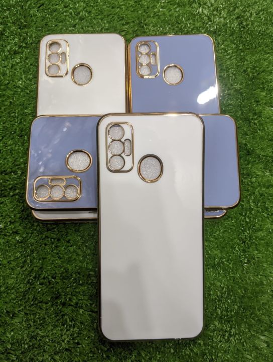 Tecno Spark 7 Back Cover Pure Color Luxury 6D Plating Case Side Pattern ...