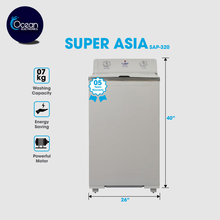 Super Asia Washing Machine SAP-315 Top Load Steel Body , 7KG Washing ...