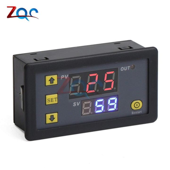 DC 12V Digital Cycle Timer Delay Relay Board Module with Dual Time Red/Blue LED Display Timing ...