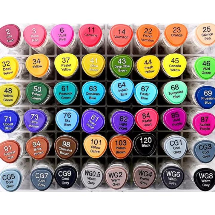 Nora 48pcs (Double Sided) Colours Twin Marker Pens Permanent Graphic ...