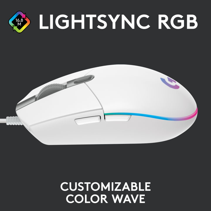 Logitech G102 LIGHTSYNC RGB 6 Button Gaming Mouse (White) | Daraz.pk