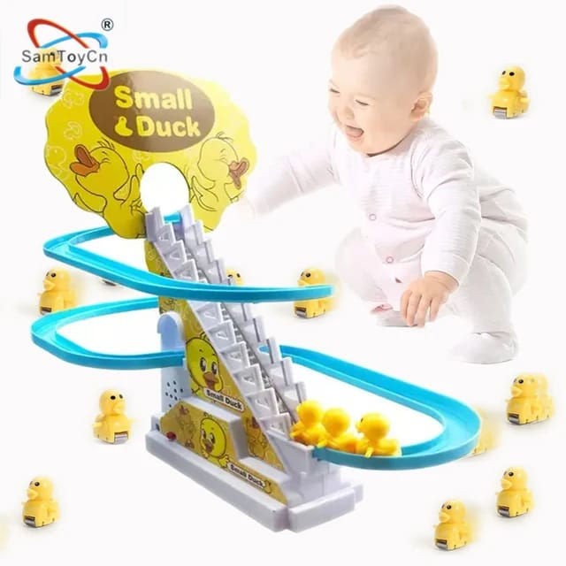 Small Duck Climbing Stairs Toy Electric Ducks Chasing Race Track Game Set, Playful Roller ...