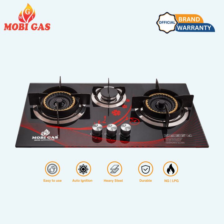 Mobi Gas MM-297 | 3 Burner Built-in Glass Hob Stove | 75% Gas Saving ...