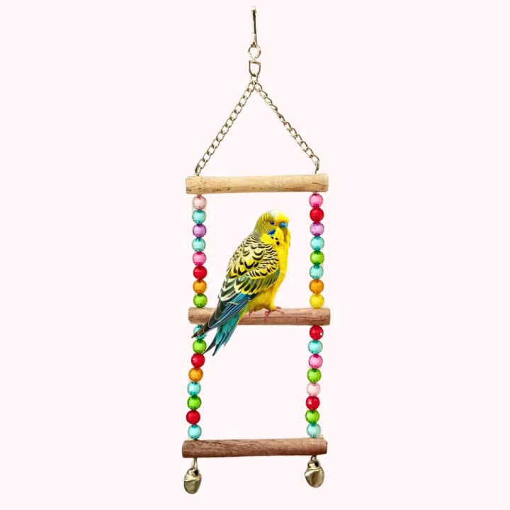 Bird Parakeet 3-Steps Swing Hanging Climbing Toy - Suitable for Budgies ...