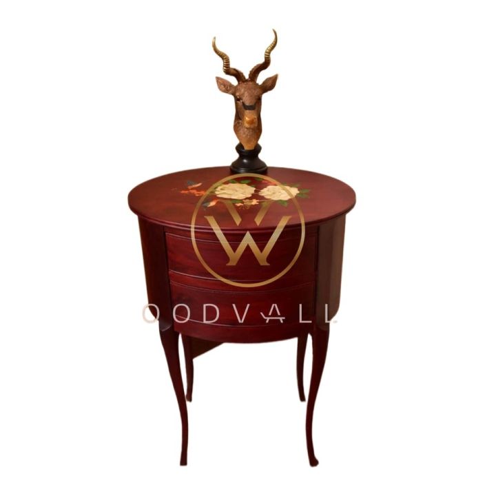 Wooden Maroon Mother Of Pearl Tables-Handmade Mother of Pearl Round ...