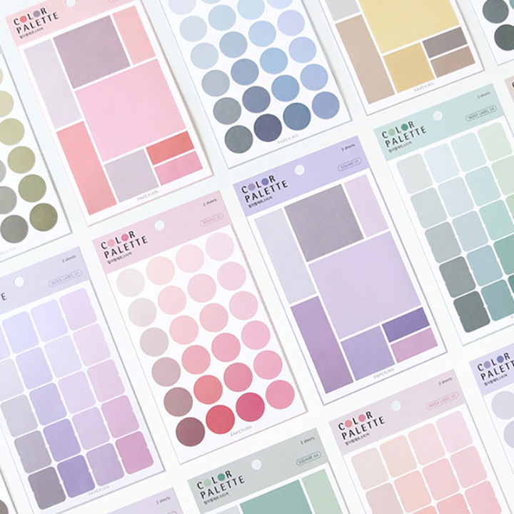 Multi-functional color label stickers 4 pieces into a round square ...