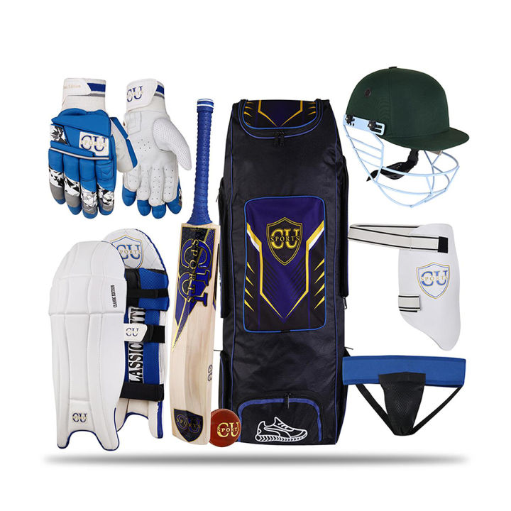 CU Full Cricket Classic Edition Kit Thigh Guard Abdominal Guard Helmet ...