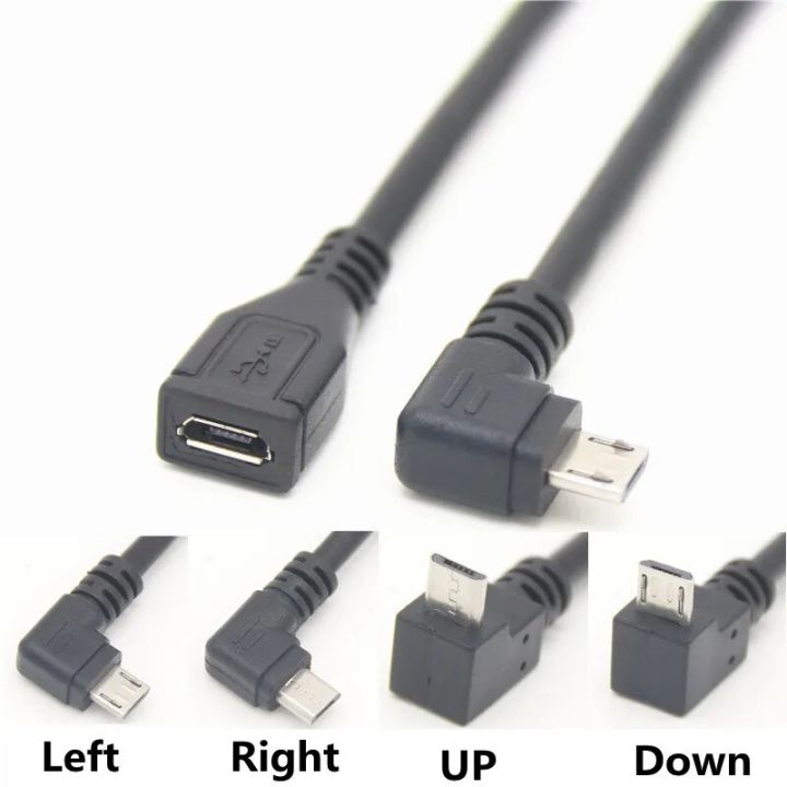 90 Degree Up Down Left Right Micro USB 2.0 Male to Female Extension ...