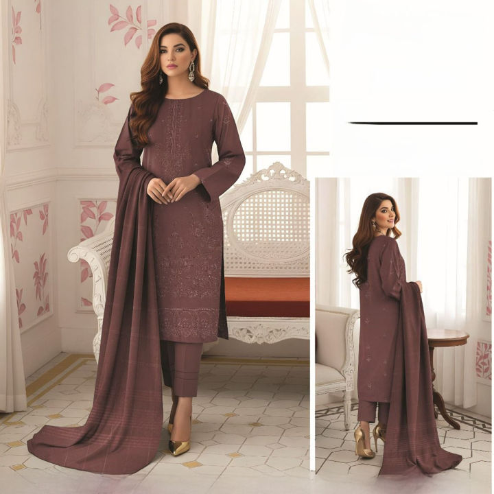 Shinestore Present (MUNAREQ BY NISHA DESGINER) VINTEX PEACH EMB ...