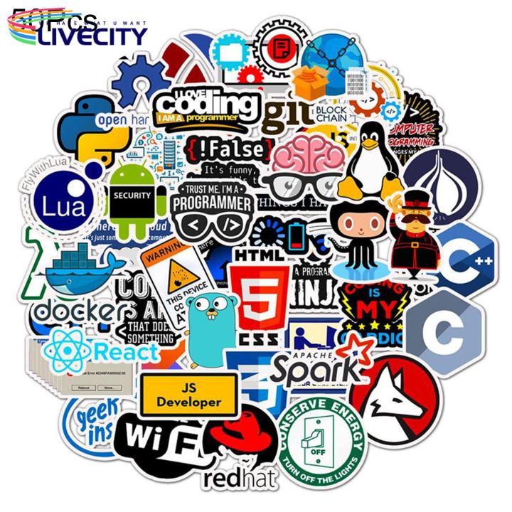 Laptop Stickers Self-adhesive Programmer Programming Themed Skate d ...