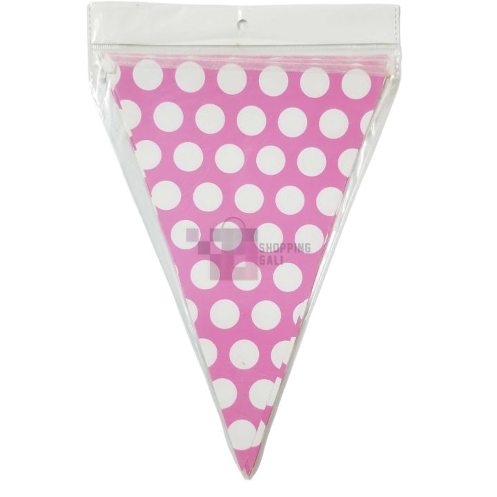 Pink Polka Dot Flag Banner - 11 Inch Height - Buntings - Pink Themed ...