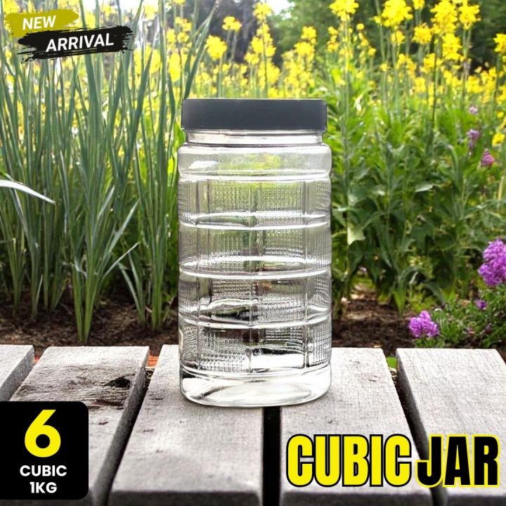 6 PCS 1 KG Grocery Jar CUBIC DESIGN Air Tight for Kitchen STORAGE SNACK ...